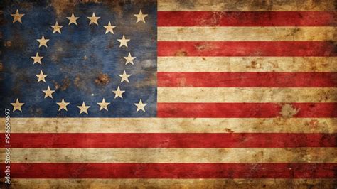 Vintage 1776 Betsy Ross Flag With 13 Stars Representing The Original Us