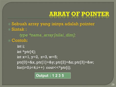 contoh deklarasi array of pointer silabus paud