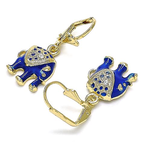 Oro Laminado Dangle Earring Gold Filled Style Elephant Design With W