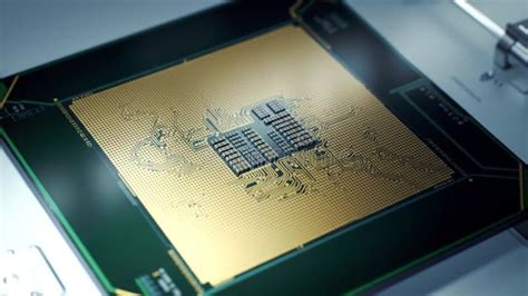 Close Up View Of A Modern Microprocessor Chip On A Circuit Board In A