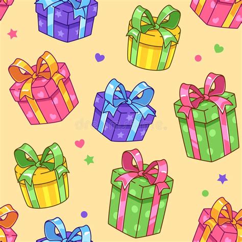 T Boxes With Bows Seamless Pattern Background Cute Cartoon Kawaii