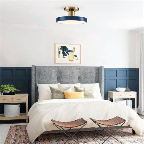 Blue Led Acrylic Drum Semi Flush Mount Ceiling Light Thehouselights