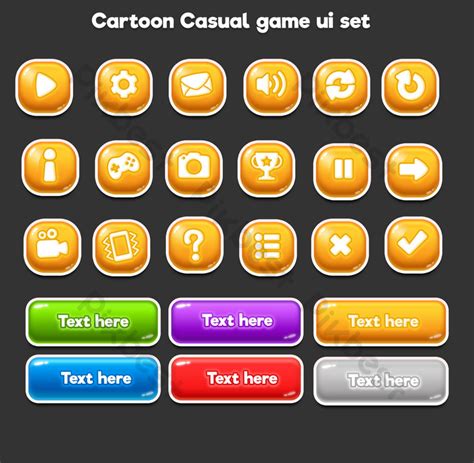 Premium Game Ui Assets 2d Cartoon Gold Candy Button Icons Games Ui Psd Free Download Pikbest