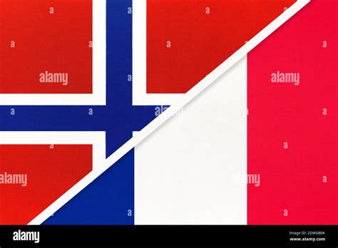 Norway And France Or French Republic National Flags From Textile