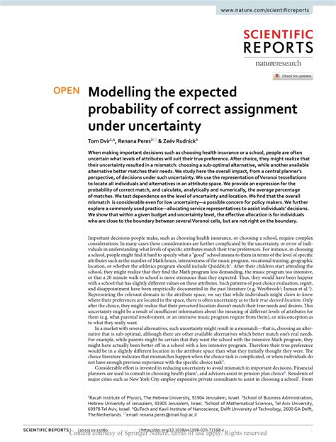 Pdf Modelling The Expected Probability Of Correct Assignment Under
