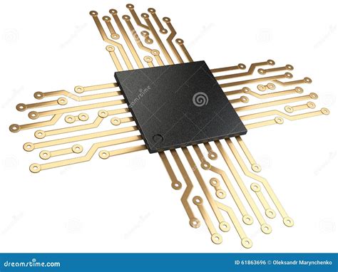 Central Processor Unit Cpu Top View Isolated On Whitebackground 3d Illustration Cartoondealer