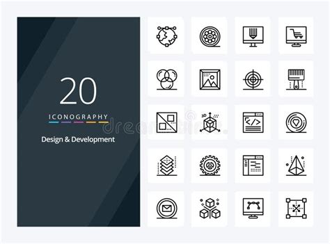 20 Design Development Outline Icon For Presentation Stock Vector