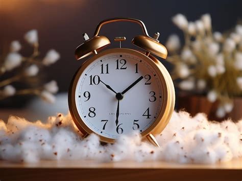 Premium Ai Image Alarm Clock On Fluffy White Clouds And Black Background