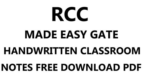 Rcc Made Easy Gate Handwritten Civil Engineering For All