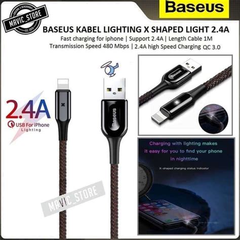 Jual Baseus X Shaped Light Kabel Charger IPhone Lightning Data Cable A Trendy Di Seller