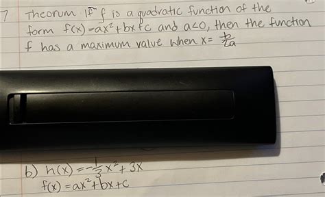 Solved 7 ﻿theorum If F ﻿is A Quadratic Function Of The Form