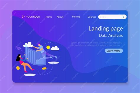 Premium Vector Data Analysis Blue Landing Page Vector