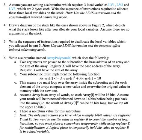 3 Assume You Are Writing A Subroutine Which Requires