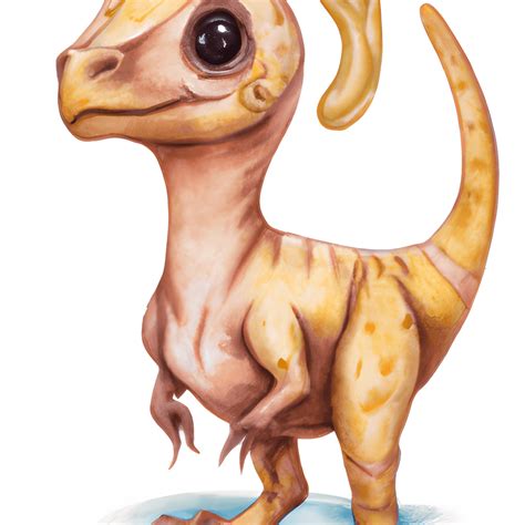 Kawaii Compsognathus Cub Watercolor Graphic · Creative Fabrica