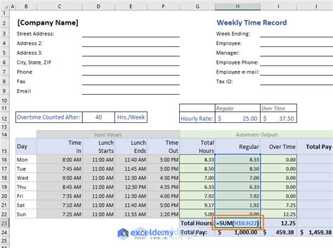 How To Calculate Total Hours In Excel Printable Online