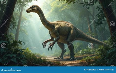 Dinosaur In The Habitat Vector Illustration Of Baryonyx