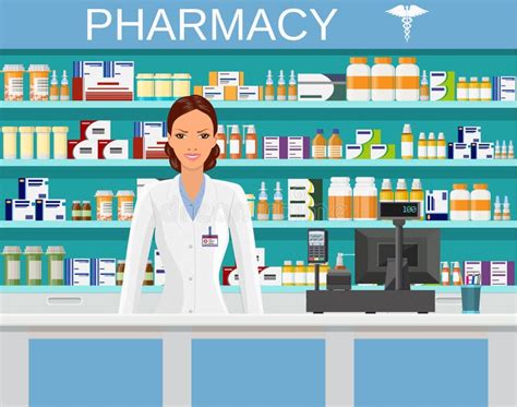 Farmacia O Droguería Interior Moderna Ilustración Del Vector Ilustración De Farmacia Insulina