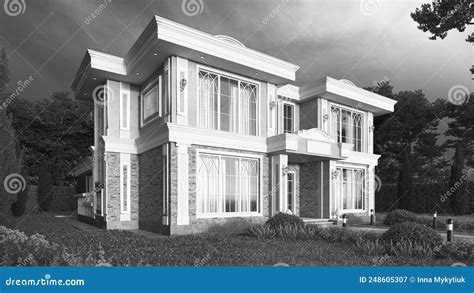 Classic Modern House 3d Rendering Stock Illustration Illustration Of