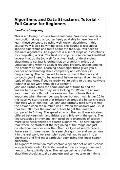 Algorithms And Data Structures Tutorial Free Code Camp Is A Non Profit Making This Course