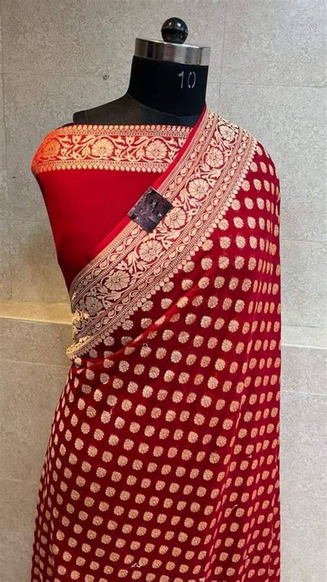 Khaddi Georgette Banarasi Pure Silk Saree Handloom Banarasi Etsy