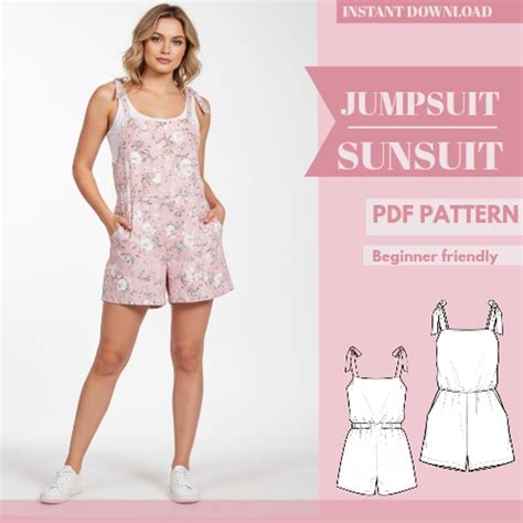 Beginner Friendly Pdf Pattern Summer Jumpsuit Sunsuit Shorts