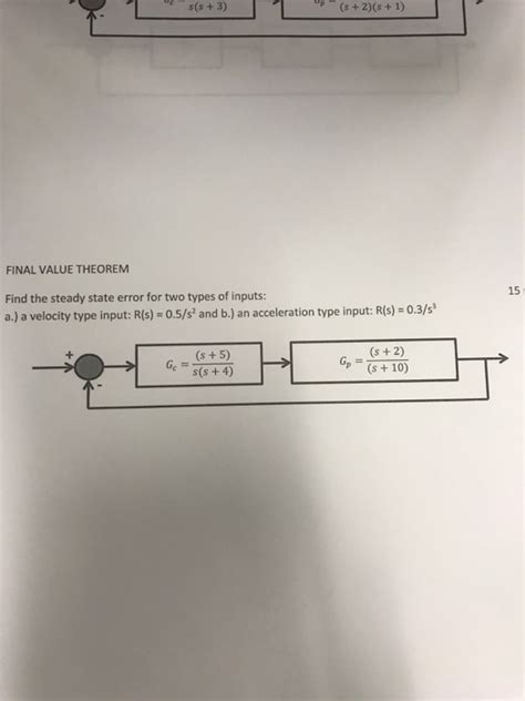 solved s s 3 final value theorem find the steady state
