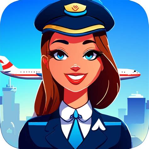 Cute Air Hostess Hand Drawn Flat Stylish Cartoon Sticker Icon Concept