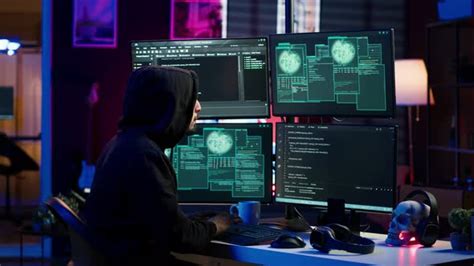 hacker happy after successfully doing computer sabotage using