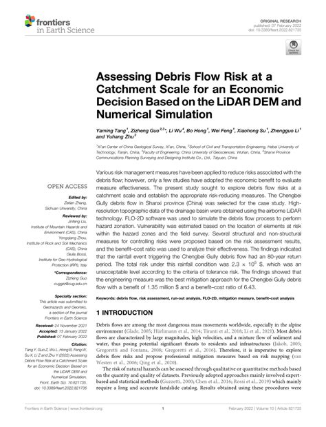 Pdf Assessing Debris Flow Risk At A Catchment Scale For An Economic