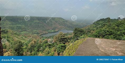 Lush Green Valleys And Hills Of Malwa Plateau During Monsoon Stock