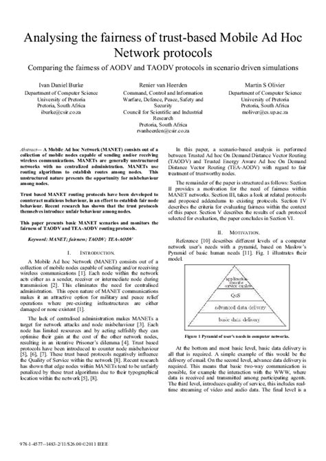 Pdf Analysing The Fairness Of Trust Based Mobile Ad Hoc Network Protocols Comparing The