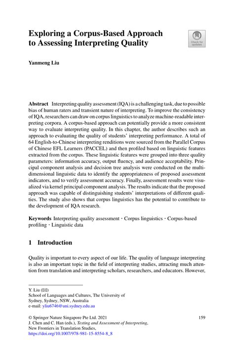 Pdf Exploring A Corpus Based Approach To Assessing Interpreting Quality