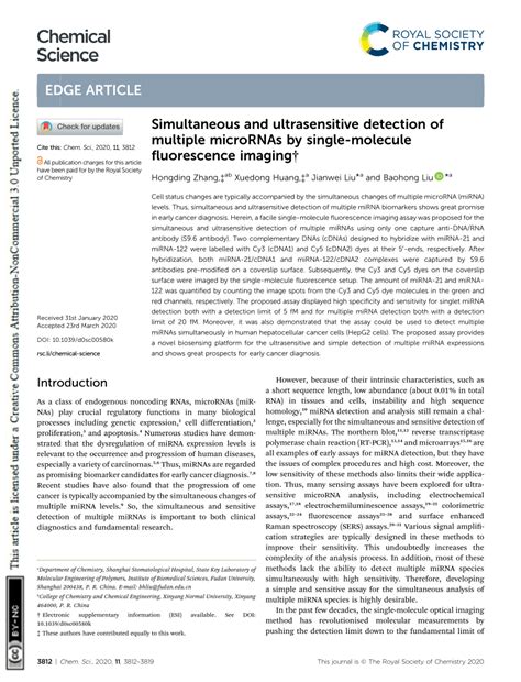 Pdf Simultaneous And Ultrasensitive Detection Of Multiple Micrornas
