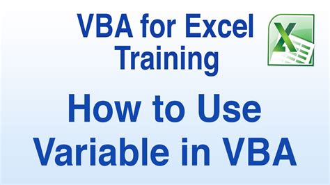 Visual Basic For Applications VBA For Excel Tutorial How To Use A Variable In A VBA Macro