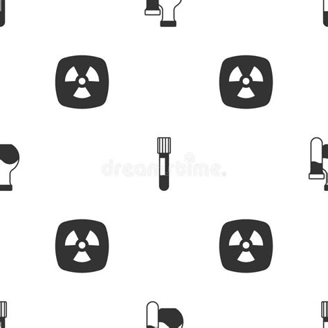 Set Test Tube And Radioactive On Seamless Pattern Vector Stock Vector Illustration Of
