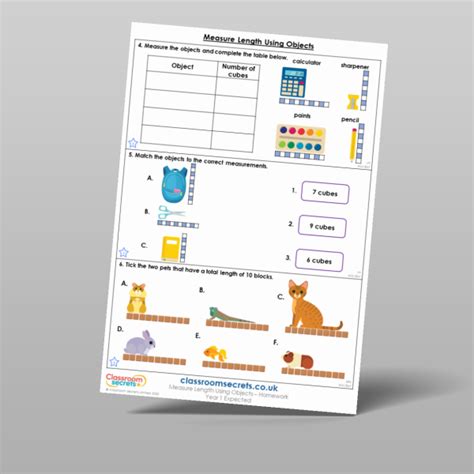 year 1 measure length using objects homework resource classroom secrets