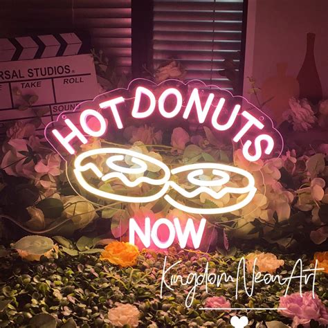Hot Donuts Now Neon Sign Custom Food Neon Sign Bakery Sweet Donuts Led