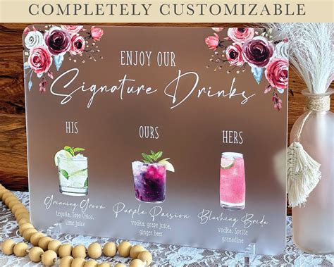 Signature Drink Wedding Sign Signature Cocktail Wedding Bar Sign