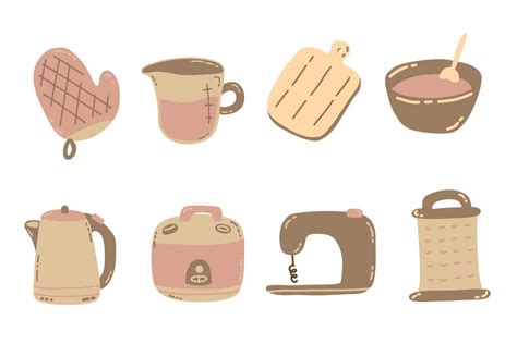 Cute Kitchen Set Flat Illustration 51073301 Vector Art At Vecteezy