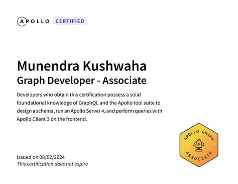 Munendra Kushwaha On Linkedin Graphql Certification Apollographql