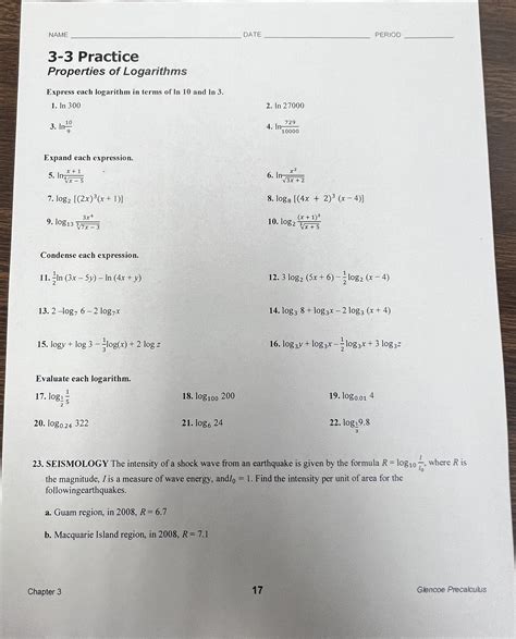Solved Express Each Logarithm In Terms Of Ln And Ln Chegg Com