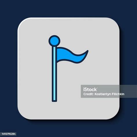 채워진 윤곽선 파란색 배경에 격리된 플래그 아이콘입니다 위치 마커 기호입니다 벡터 가득 찬에 대한 스톡 벡터 아트 및 기타