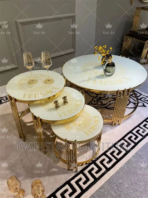 Modern Glass Top Centre Table With 3 Side Stools In Ojo Furniture