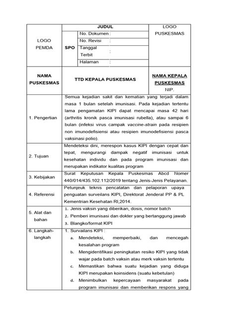 Sop Kipi Penanganan Kipi Pdf