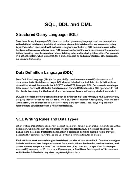 Sql Ddl And Dml Database Basics Guide