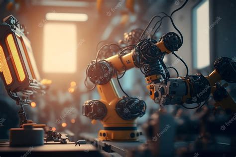 Premium Ai Image Robotic Arm In Factory For Assembly Machines