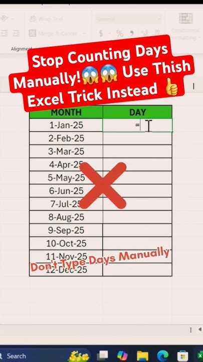 Stop Counting Days Manually 😱 Use This Excel Formula Instead Excel