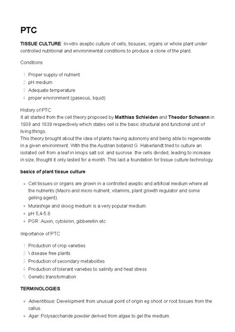 Plant Tissue Culture Key Terminologies And Techniques Overview Ptc