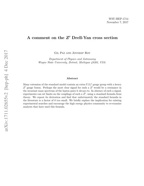 Pdf A Comment On The Z Drell Yan Cross Section