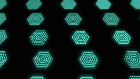 Premium Stock Video Hexagons Pattern With Pulsing Neon Green Led Light 5